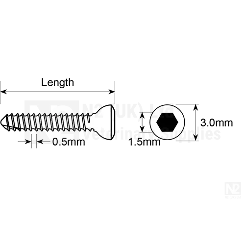 Sound Vet on-line Cortical Self Tapping Bone Screws -Hex- 1.5mm