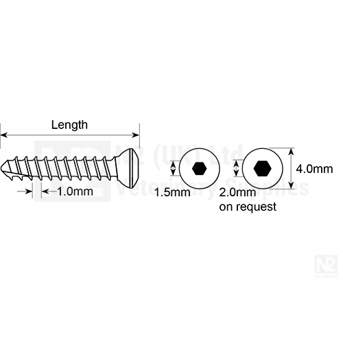 Sound Vet on-line Cortical Self Tapping Bone Screws-Hex-2.4mm