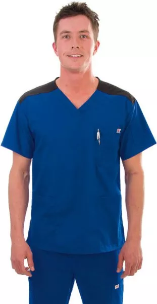 Sound Vet on-line Mens Two-Tone V-Neck Scrub Top #540