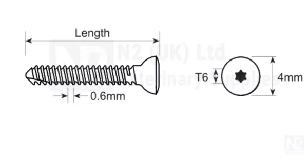 Sound Vet on-line Cortical Self Tapping Bone Screw-2.0mm-Torx Drive (Star)